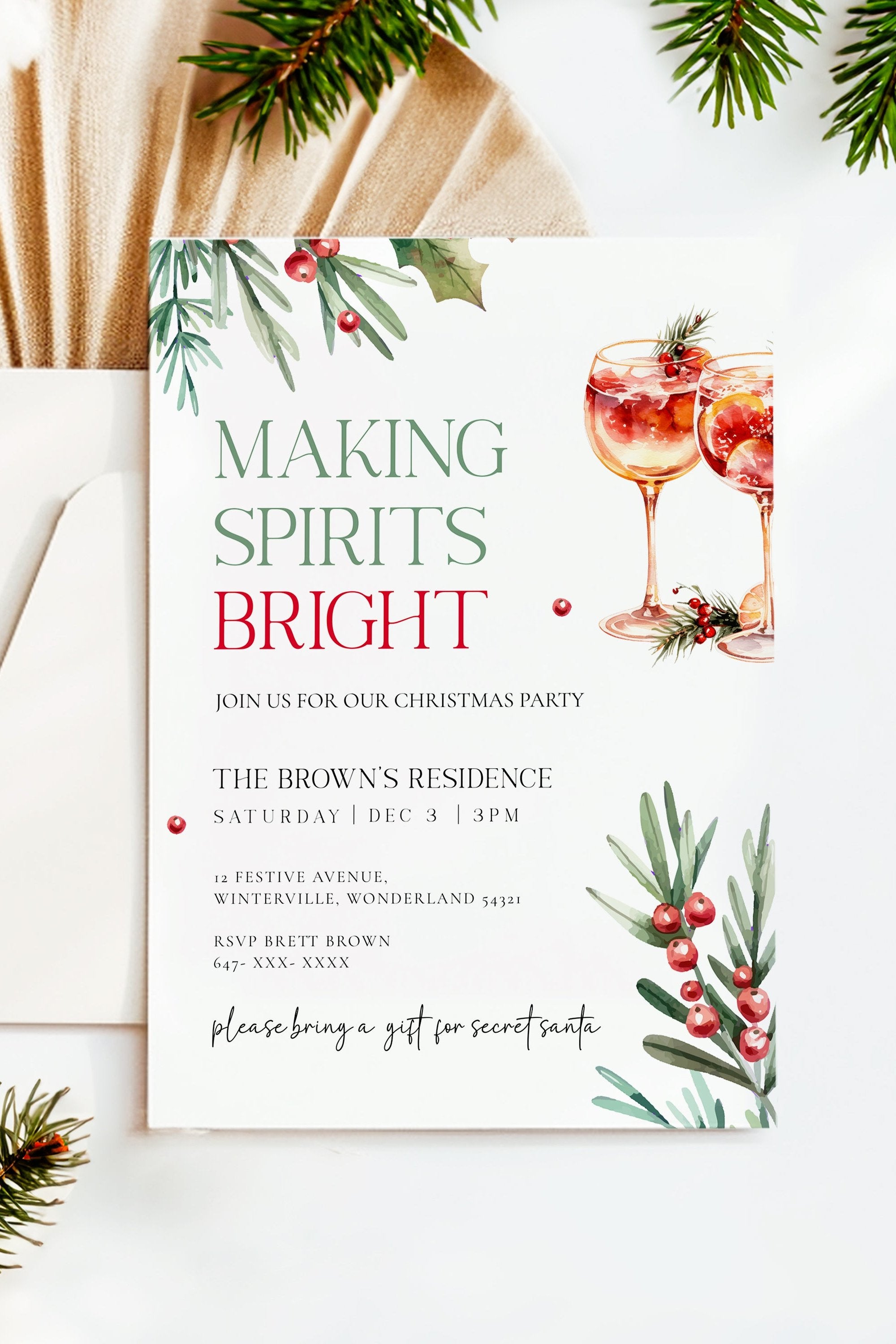 Making Spirits Bright Holiday Party Invitation – Vowpaperie