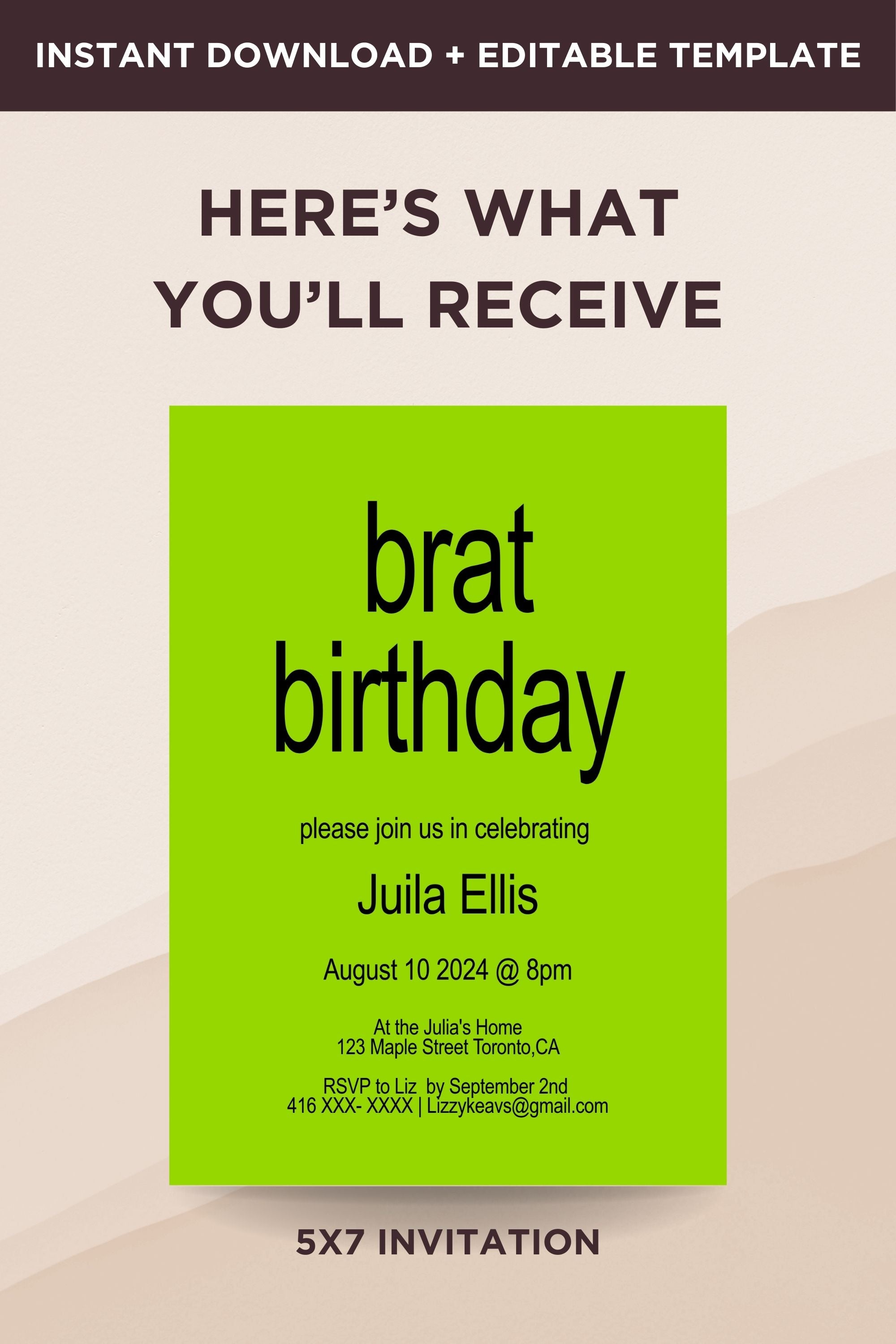 Brat Birthday Party Invitation – Vowpaperie