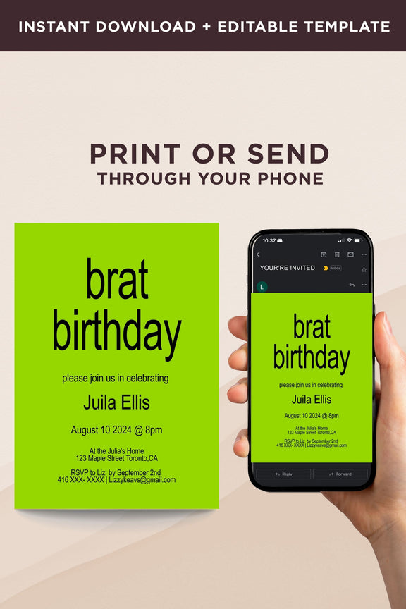 Brat Birthday Party Invitation – Vowpaperie