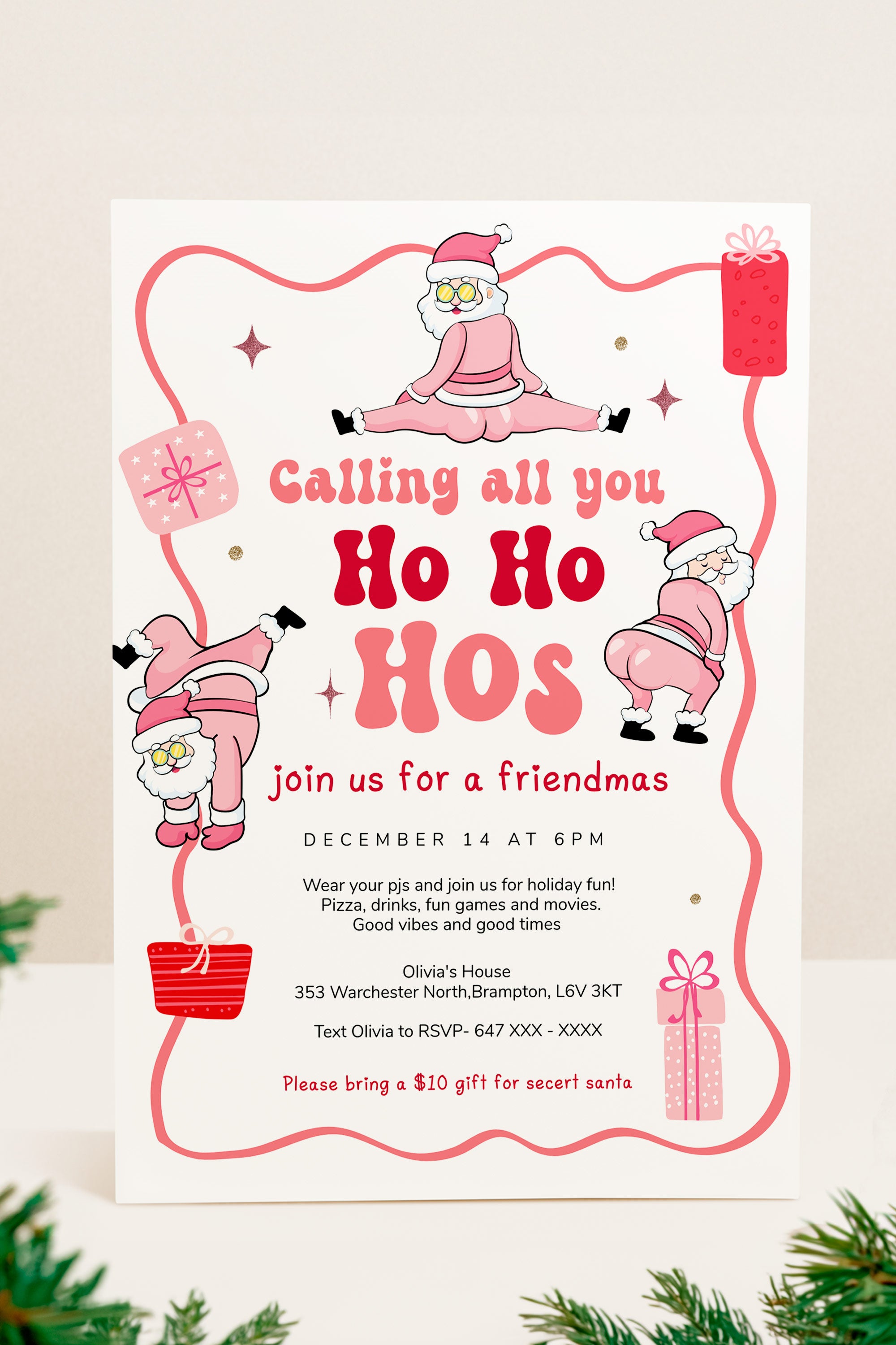 Calling all you Ho ho ho - Funny Christmas Party Invitation – Vowpaperie