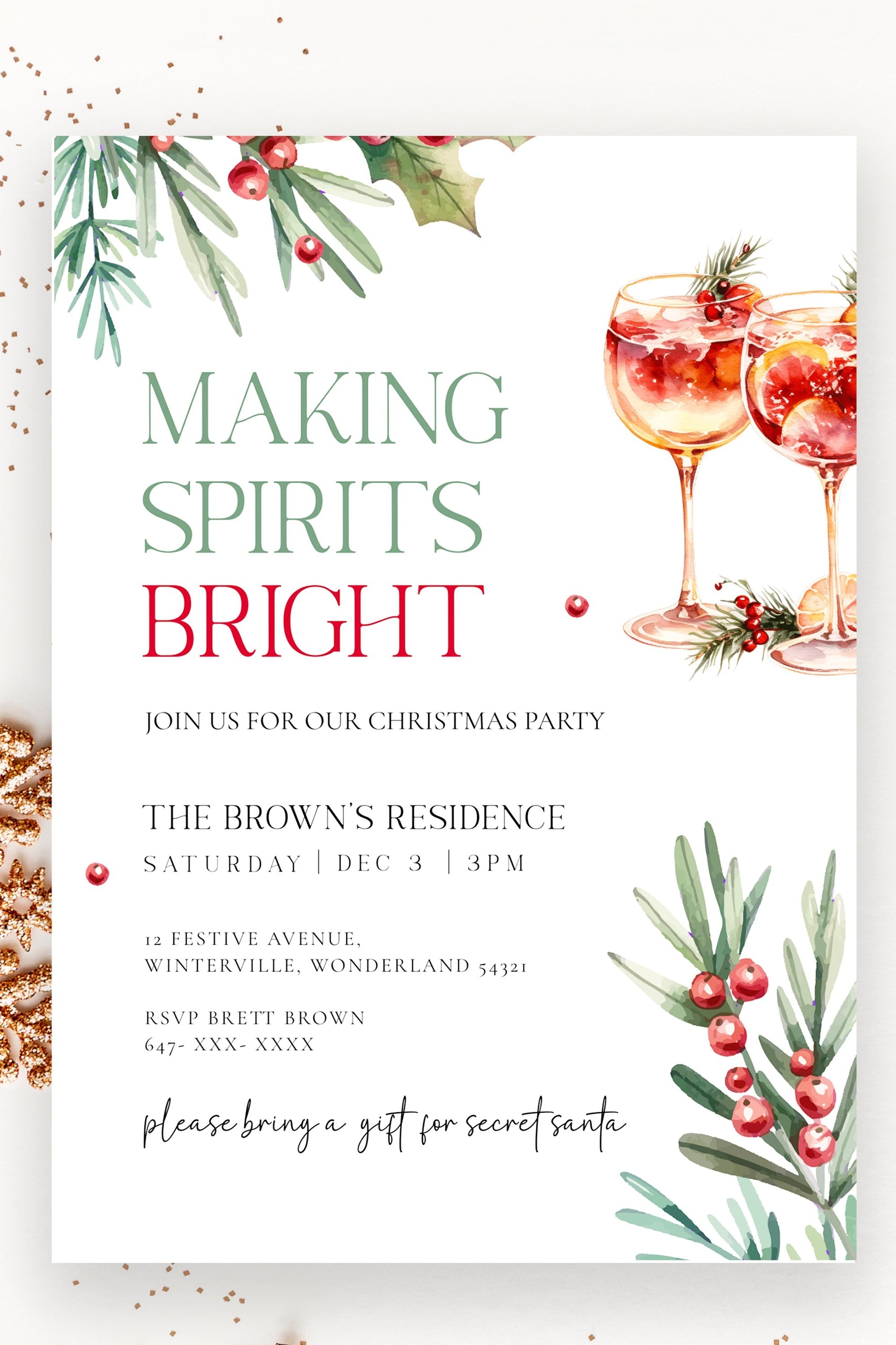 Making Spirits Bright Holiday Party Invitation – Vowpaperie