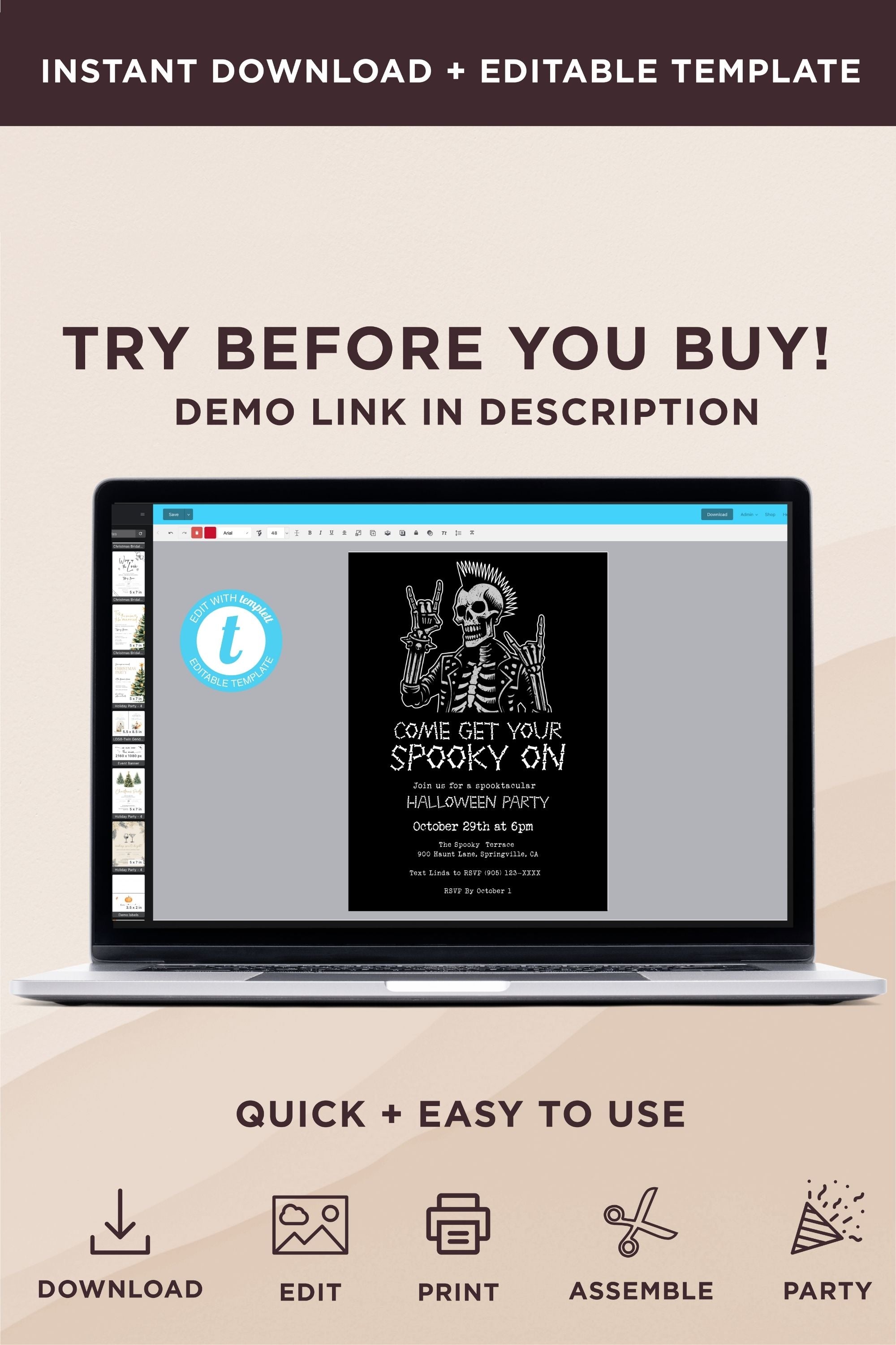 Halloween Party Invitation - Come get your spooky on – Vowpaperie