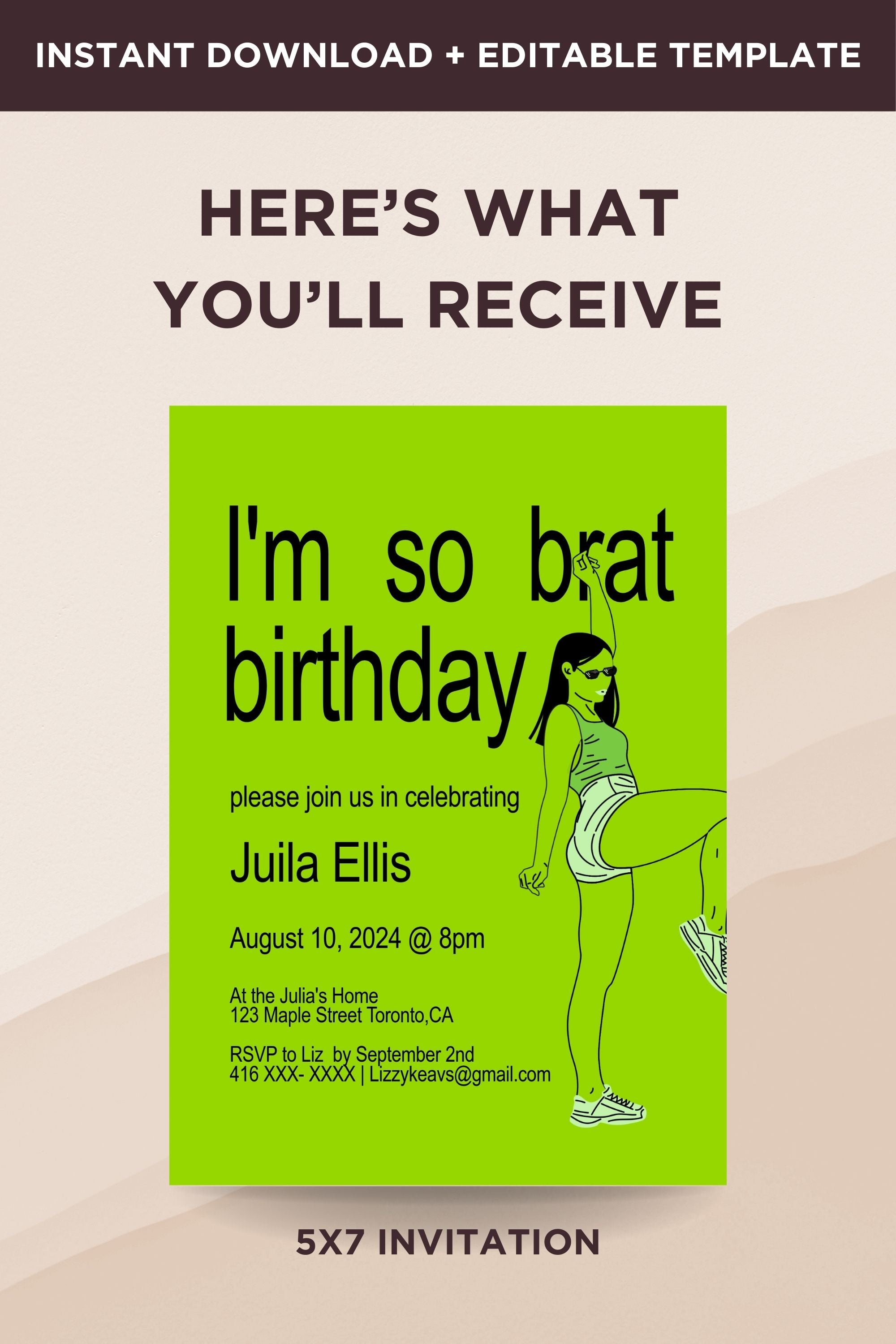 I'm So Brat Birthday Invitation – Vowpaperie