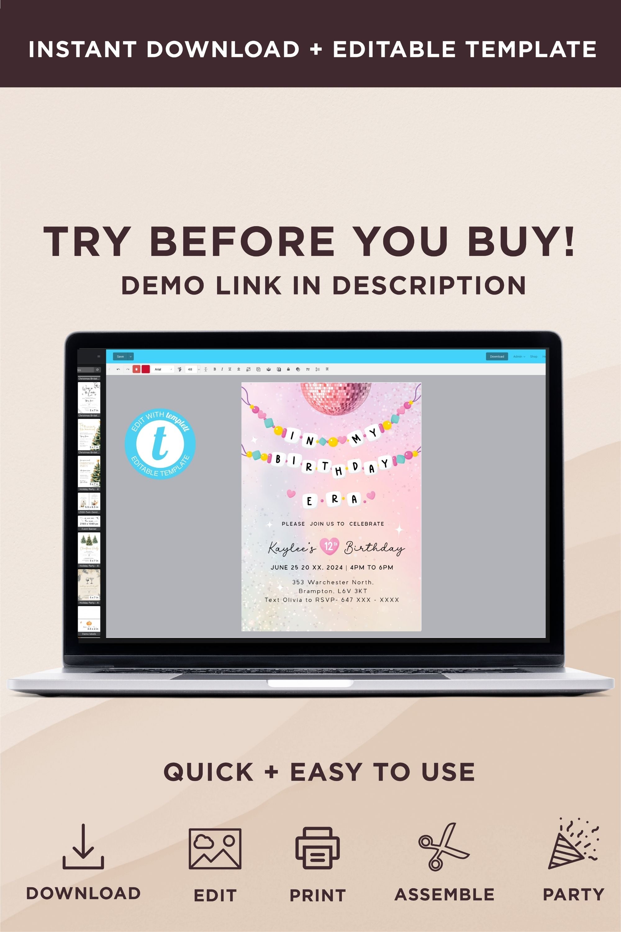 In My Birthday Era Birthday Invitation - Swiftie Birthday Invitation ...