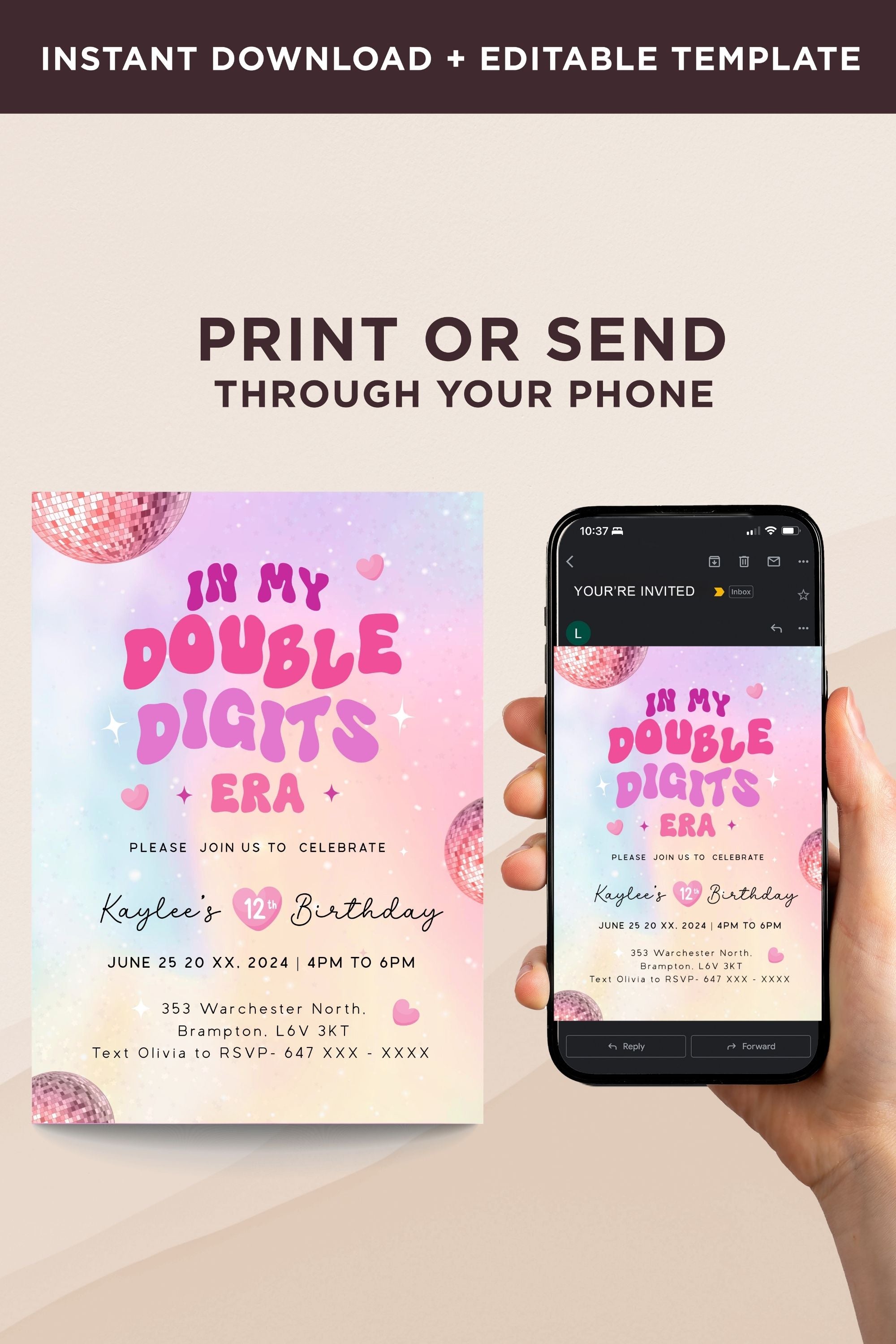 In My Double Digits Birthday Era Invitation – Vowpaperie