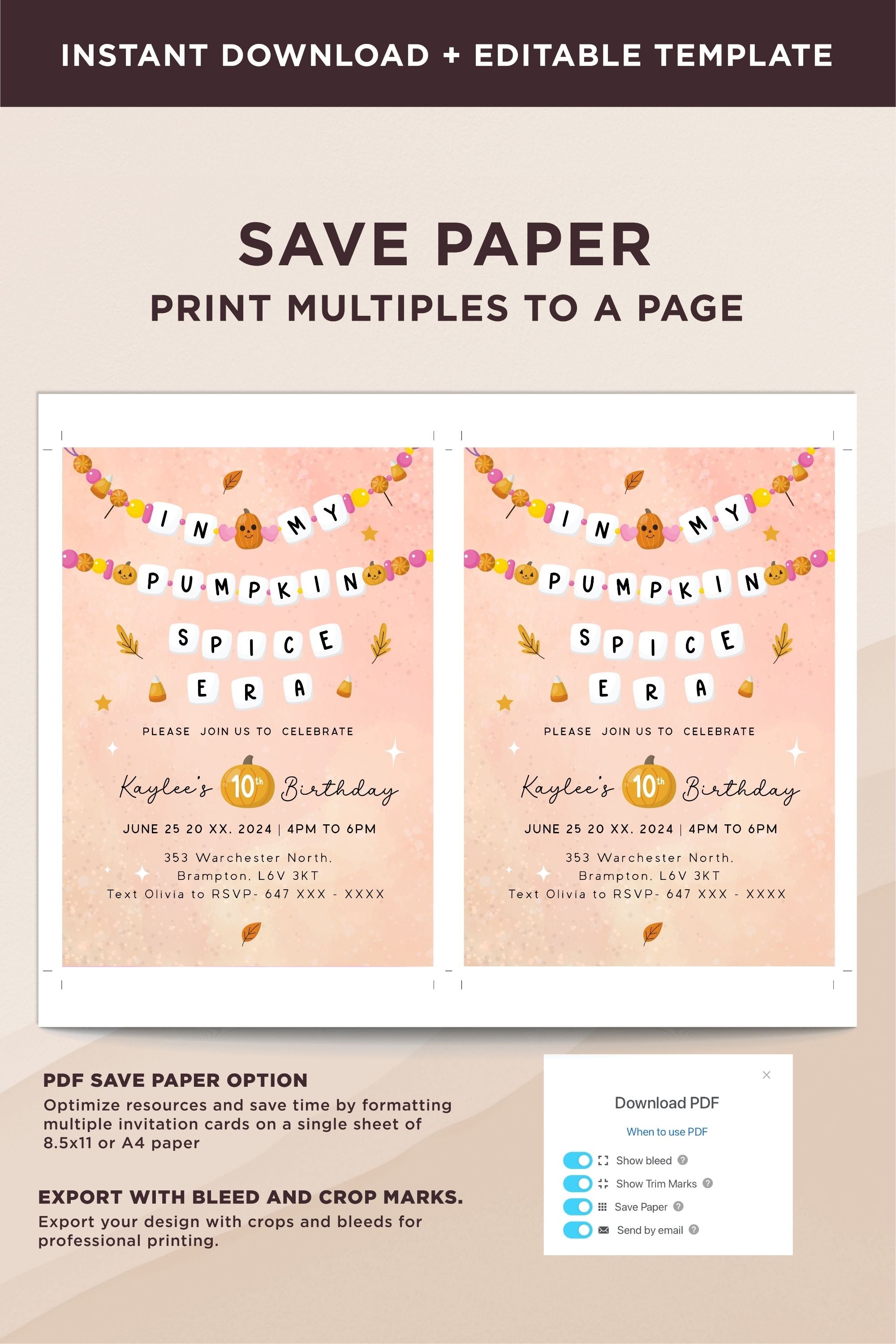 In My Pumpkin Spice Birthday Era Invitation – Vowpaperie