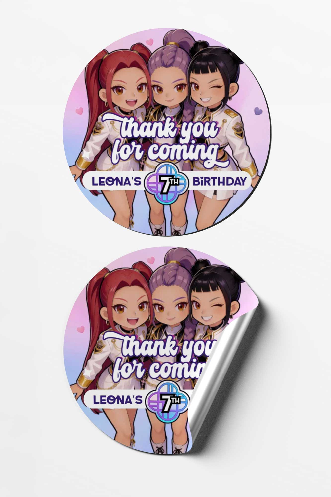 K-Pop Demon Hunters Thank You Sticker – Huntrix Birthday Favor Sticker ...