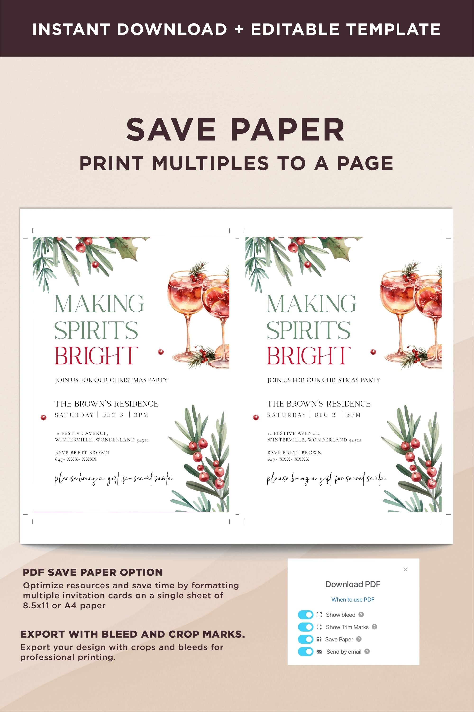 Making Spirits Bright Holiday Party Invitation – Vowpaperie