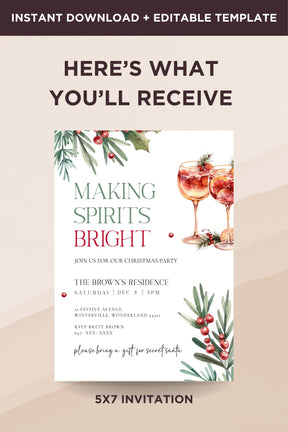 Making Spirits Bright Holiday Party Invitation – Vowpaperie