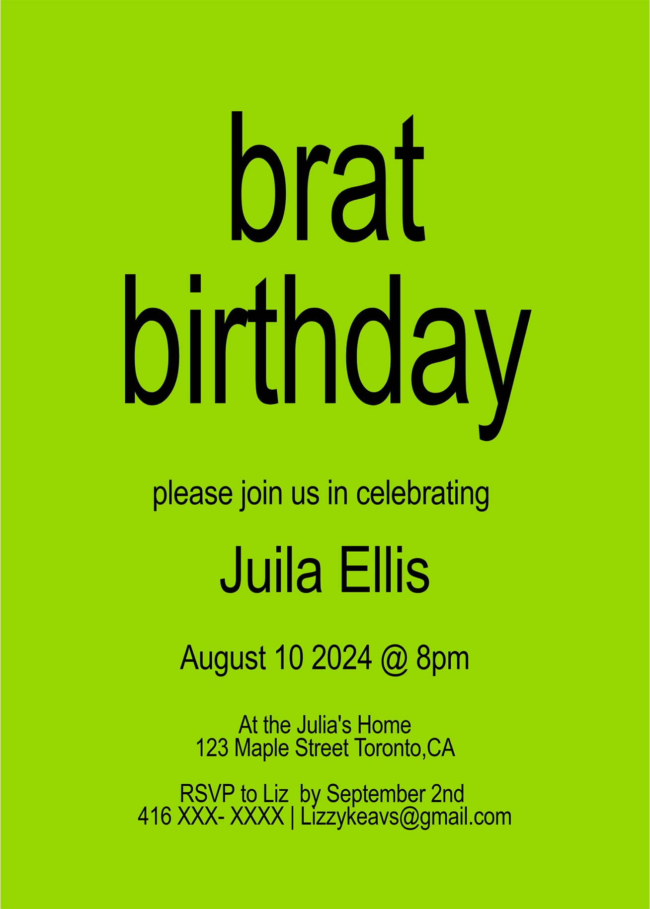 Brat Birthday Party Invitation – Vowpaperie