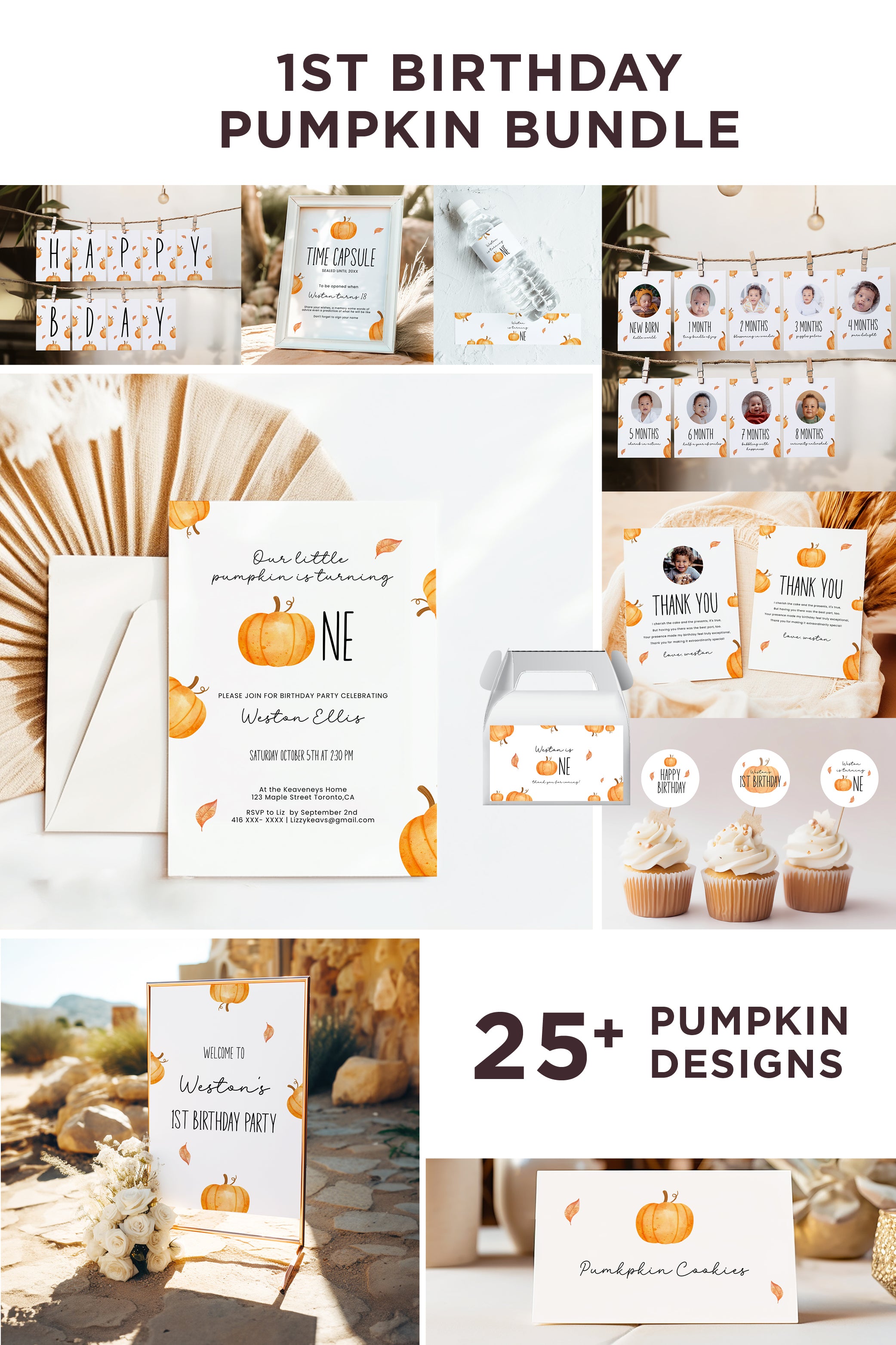 Little Pumpkin 1st Birthday Party Mega Bundle – Vowpaperie