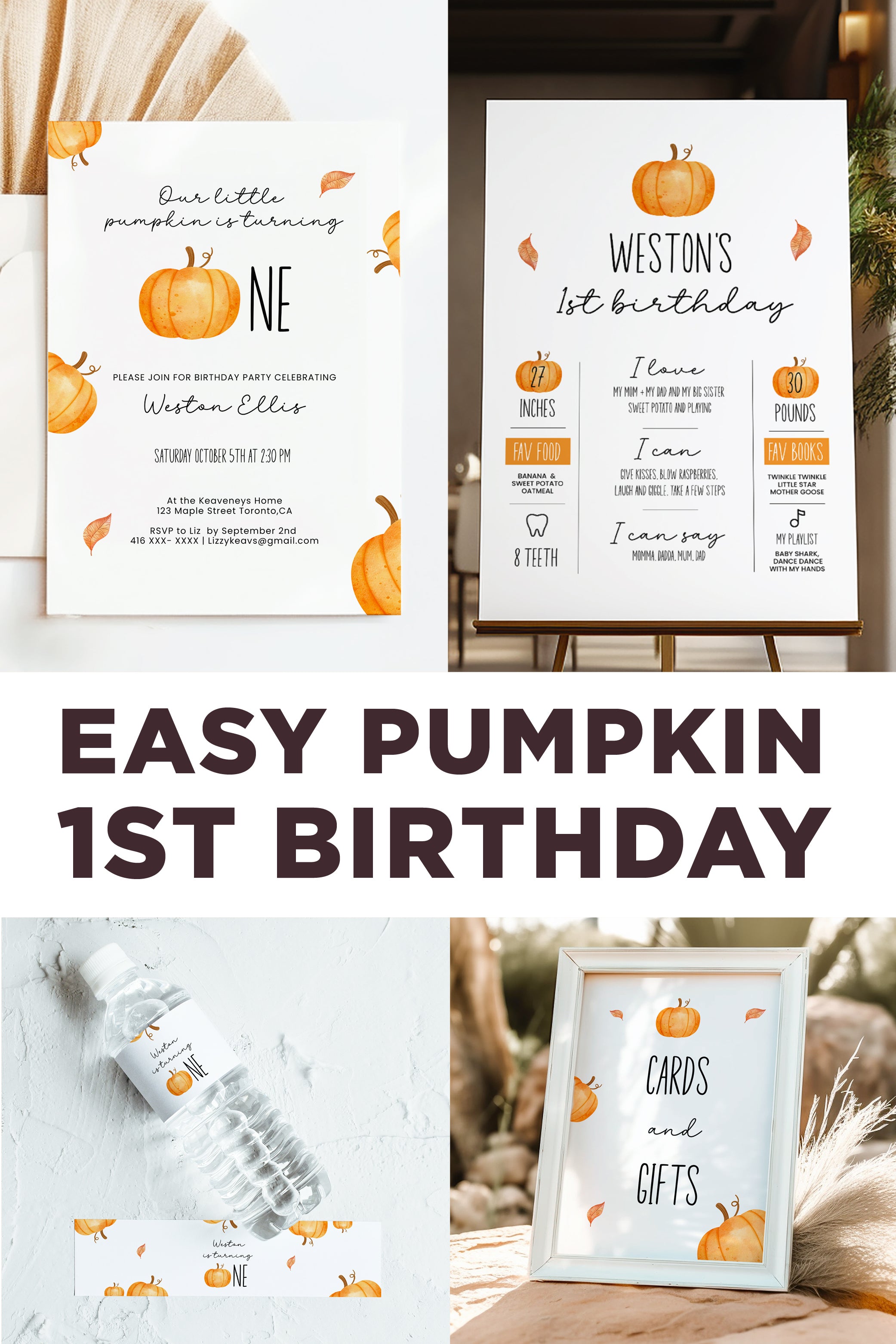 Little Pumpkin 1st Birthday Party Mega Bundle – Vowpaperie