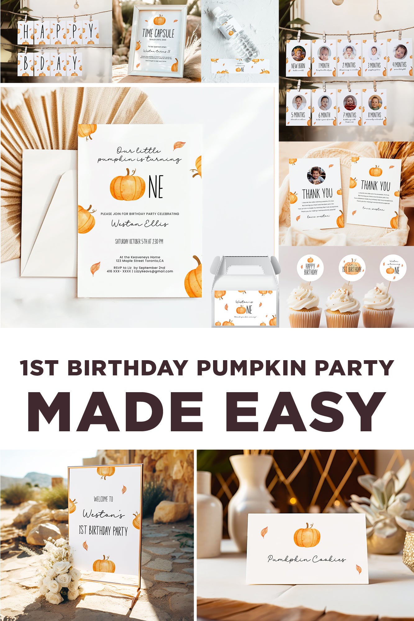 Little Pumpkin 1st Birthday Party Mega Bundle – Vowpaperie