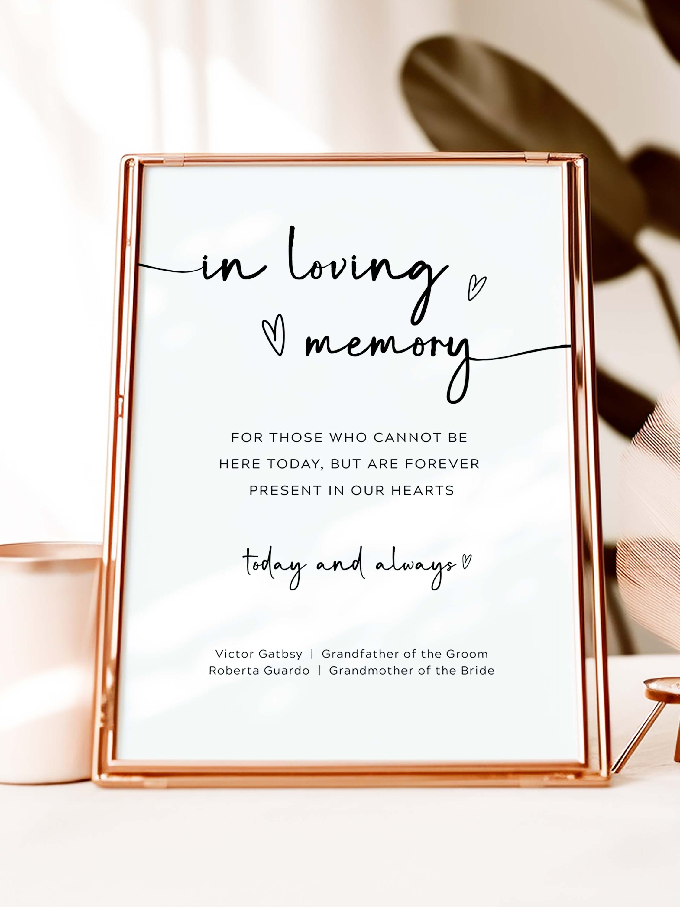 In Loving Memory Table Sign – Vowpaperie