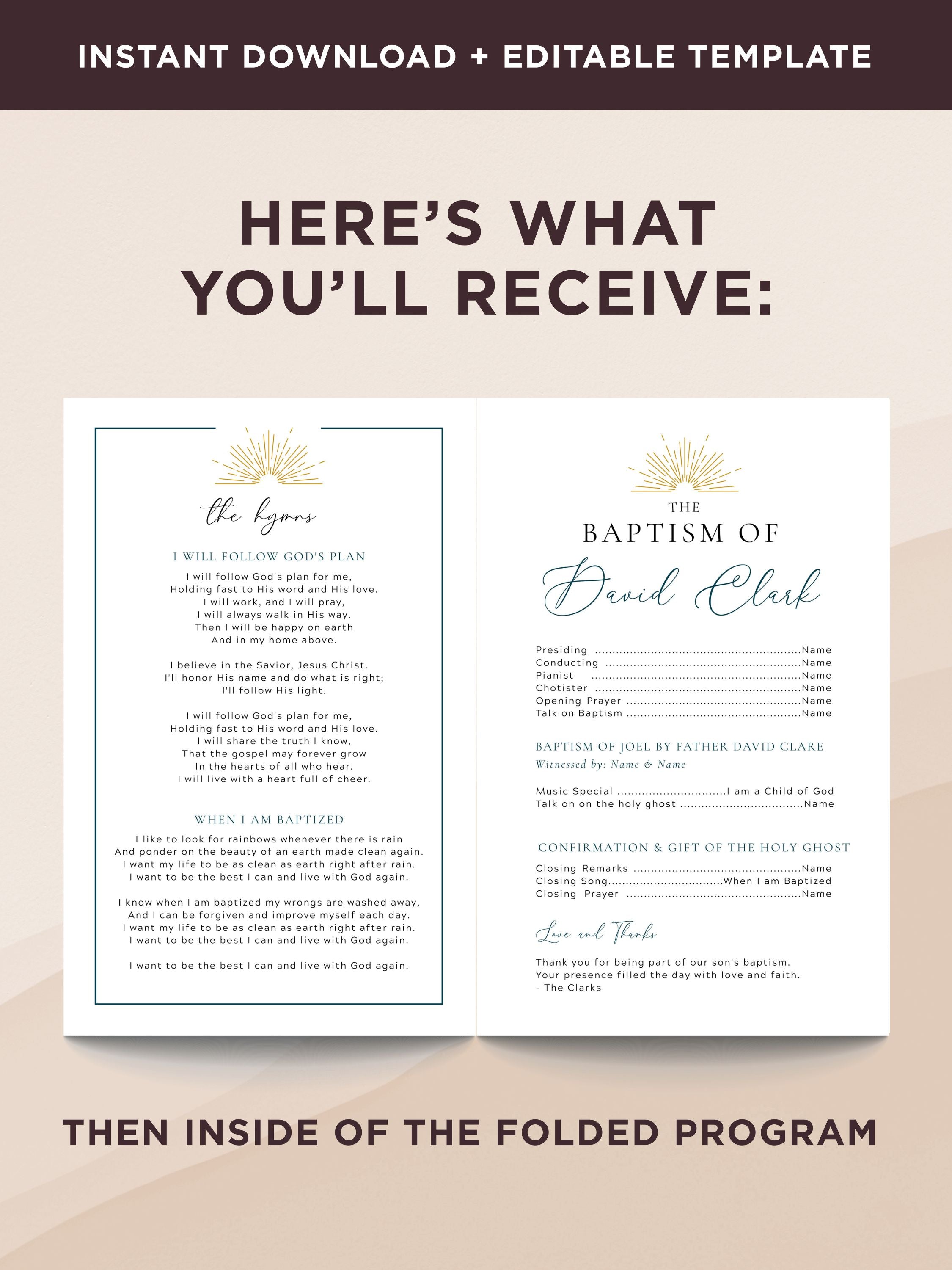 LDS Blue Boy Baptism Program - Customizable Template for Boys – Vowpaperie