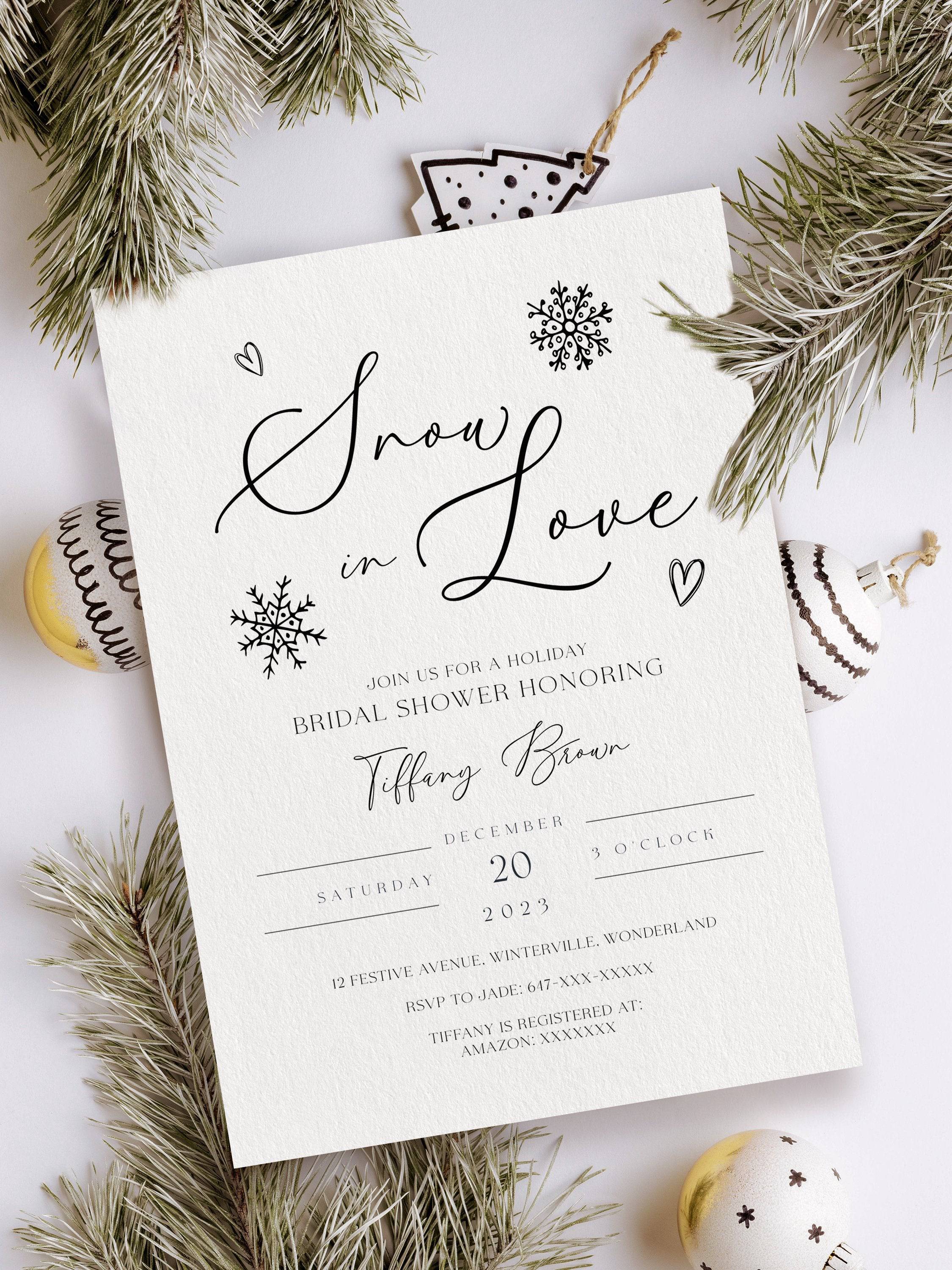 Snow in Love Snowflake Bridal Shower Invitation – Vowpaperie