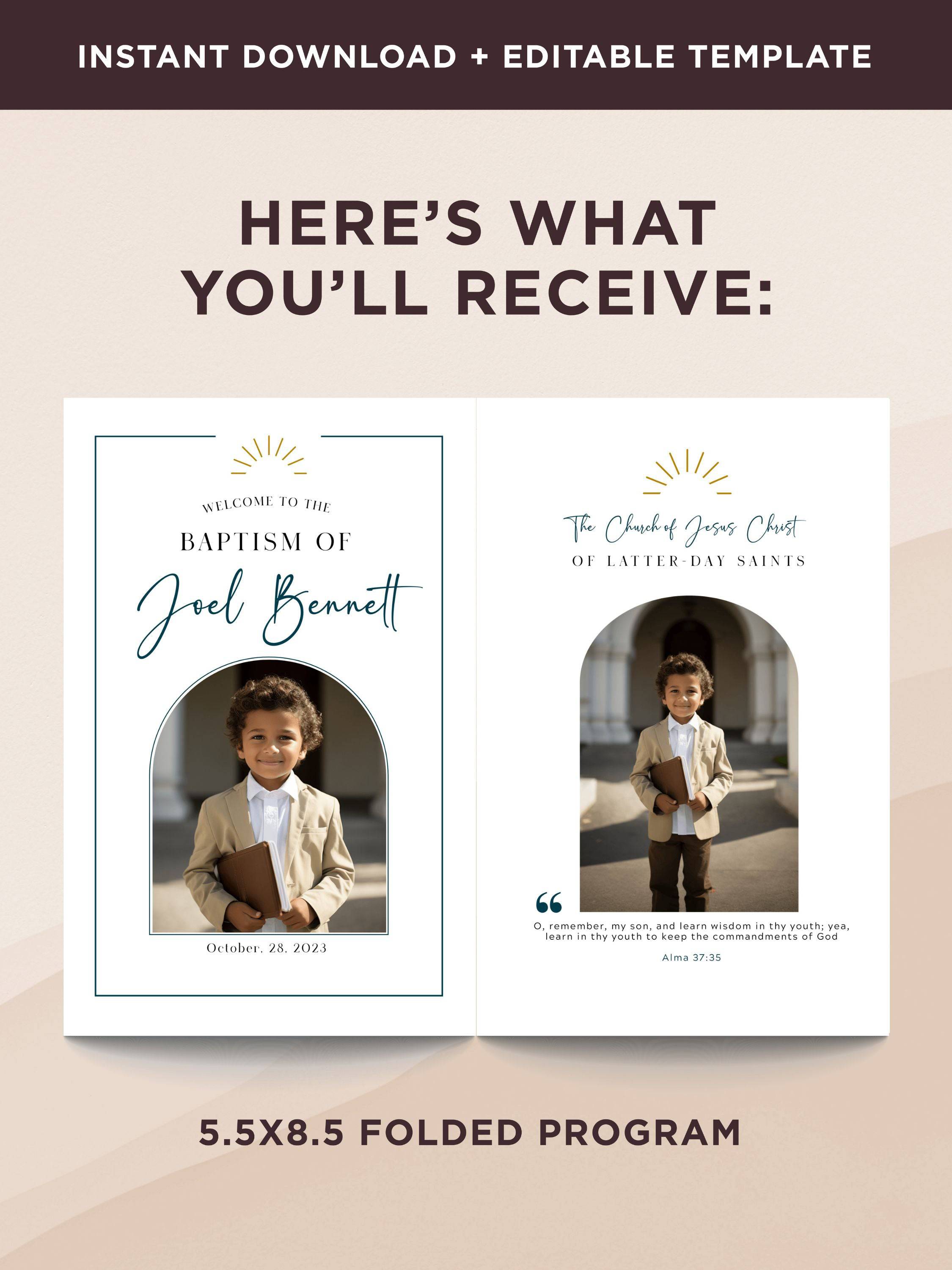 LDS Baptism Program: Customizable Template for Boys – Vowpaperie