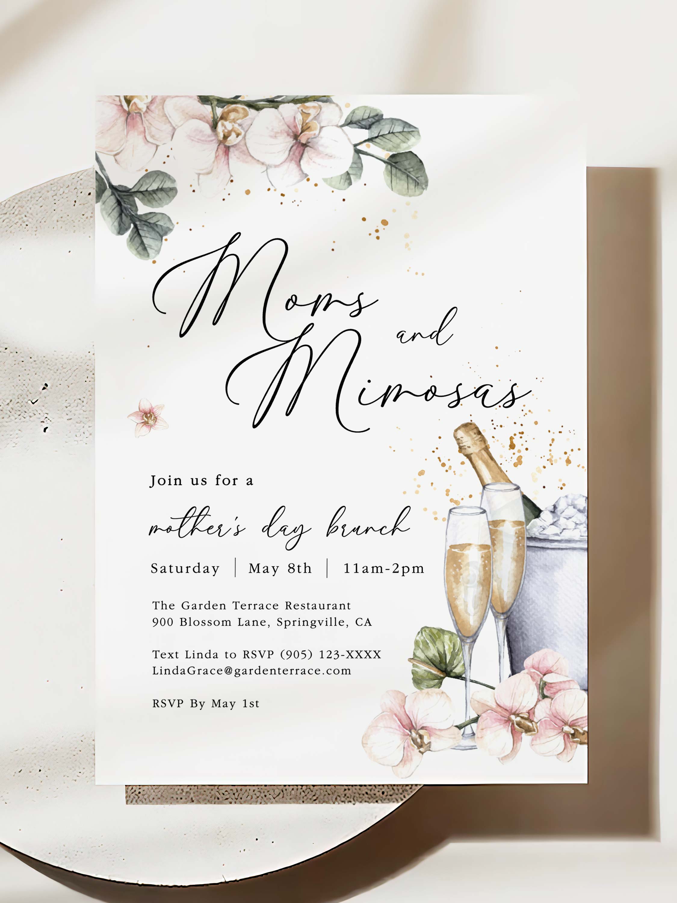 Moms and Mimosas Floral Brunch Invitation – Vowpaperie