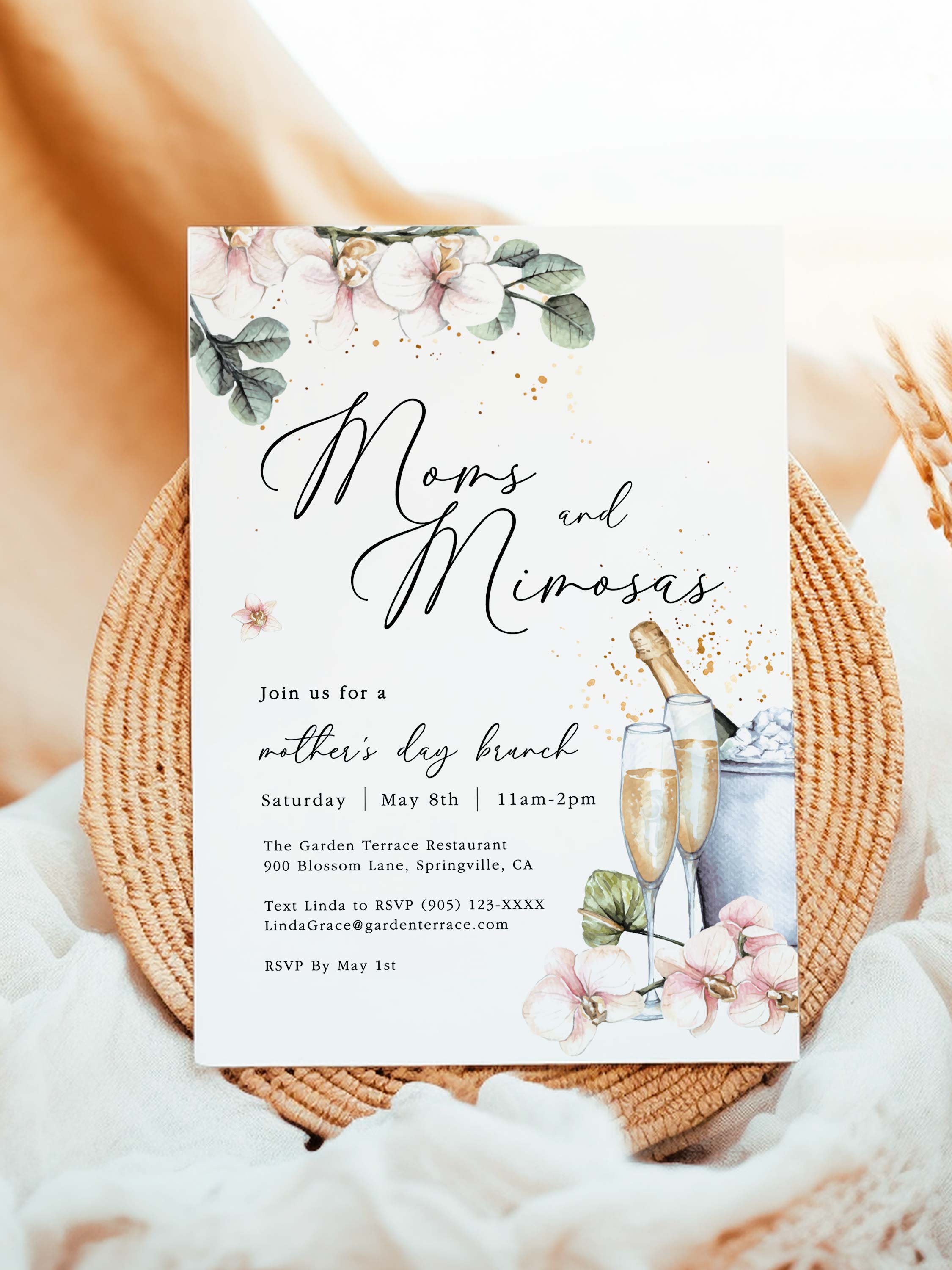 Moms and Mimosas Floral Brunch Invitation – Vowpaperie