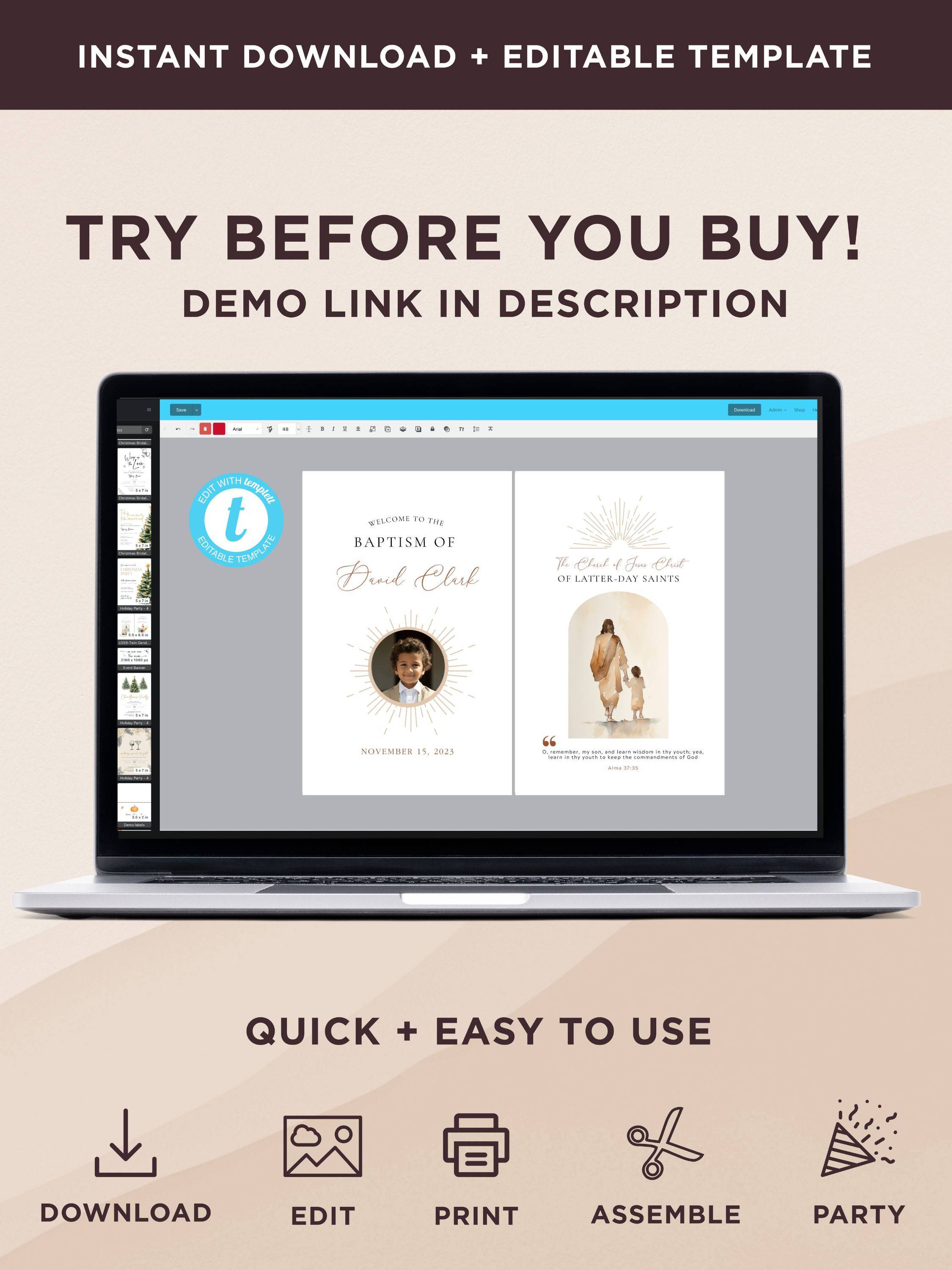 Custom LDS Baptism Program Template for Twins, Boys and Girls – Vowpaperie