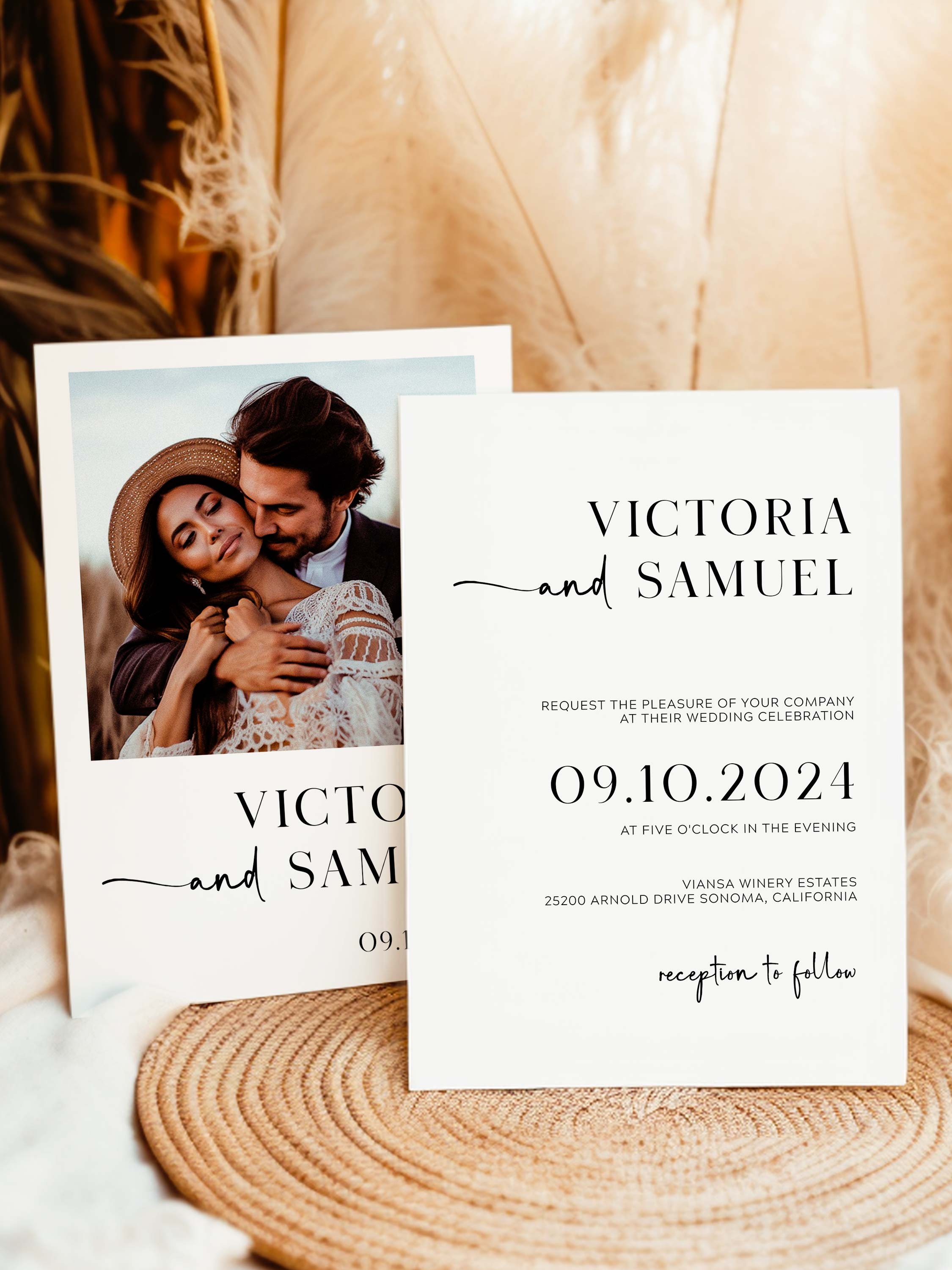 Minimalist Terracotta Wedding Invitations | Vowpaperie