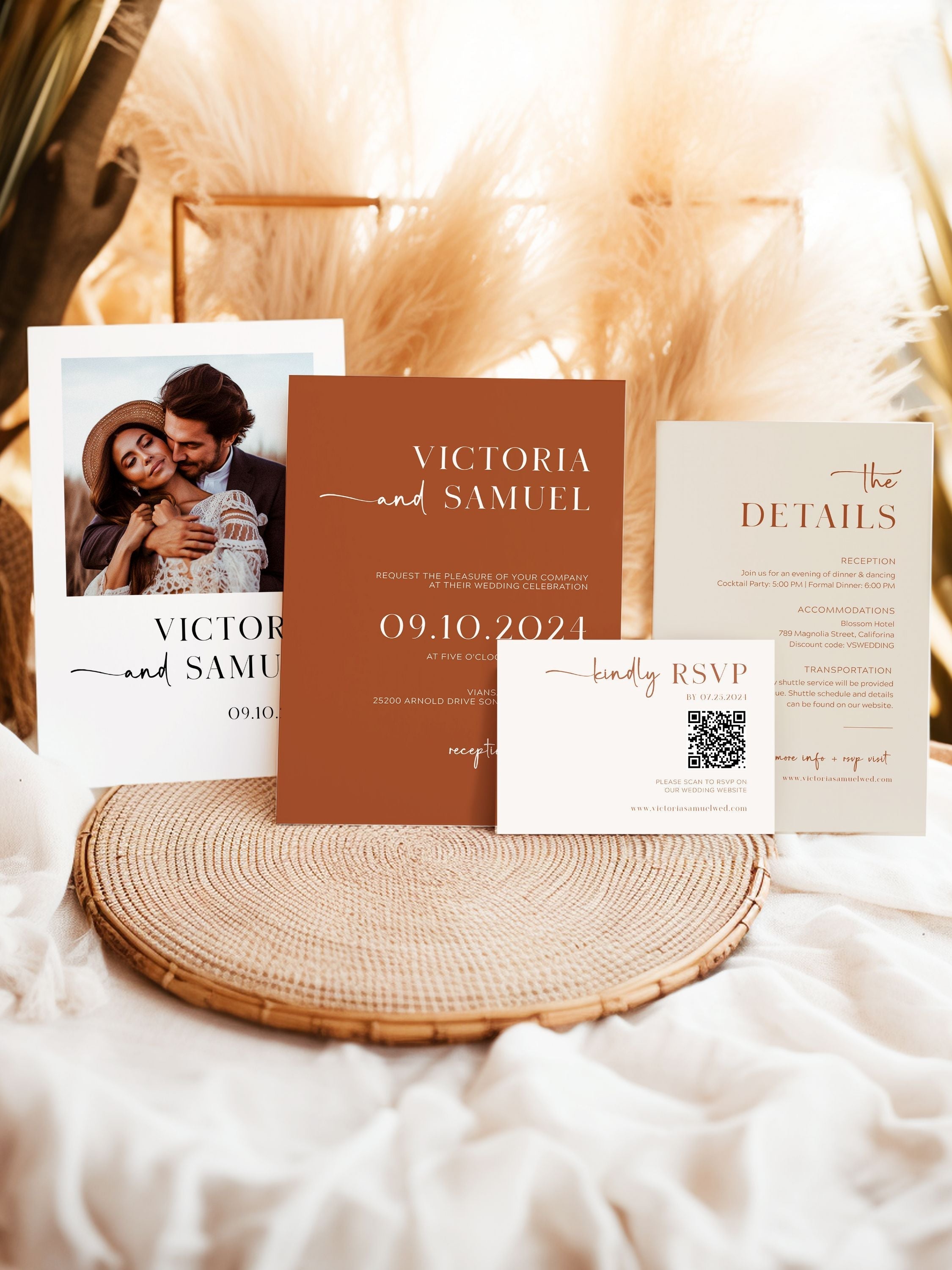 Shop Minimalist Photo Wedding Suite | Terracotta Wedding Set – Vowpaperie